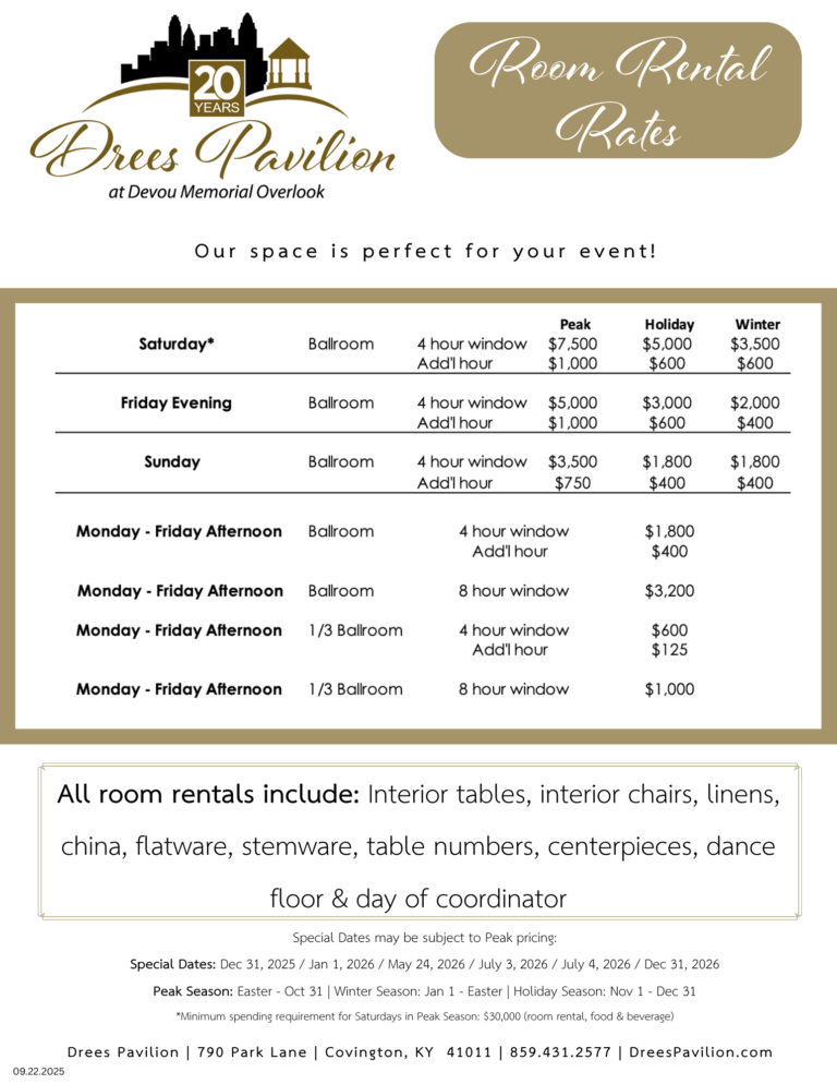 How much does it cost to rent Drees Pavilion?